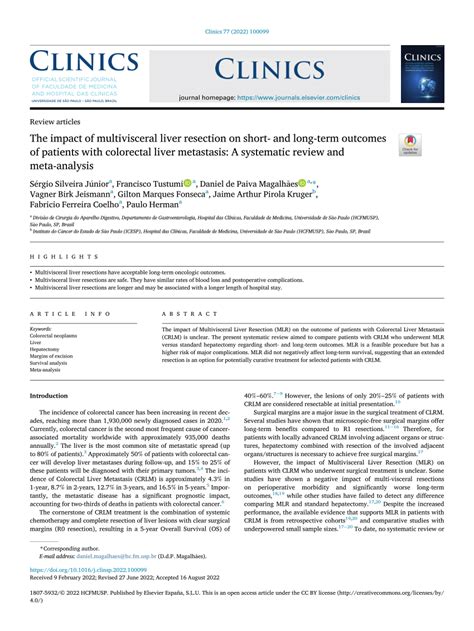 Pdf The Impact Of Multivisceral Liver Resection On Short And Long