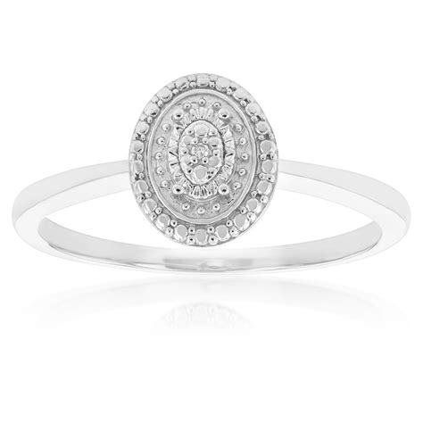 Sterling Silver With Diamond Oval Shape Ring Grahams Jewellers