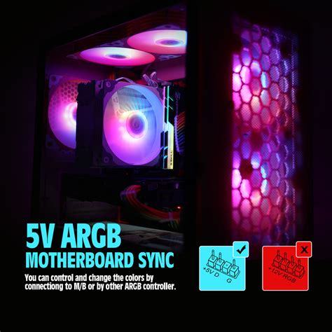 Vetroo 120mm Argb Led Case Fan W 5v 3 Pin Addressable Motherboard Syn