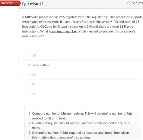 Solved Help A Mips Like Processor Has 256 Registers
