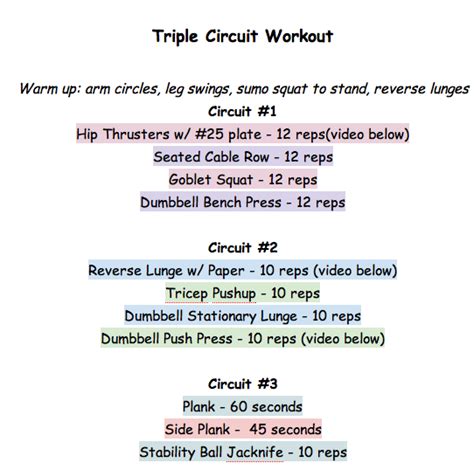 Triple Circuit Workout Circuit Workout Workout Warm Up Heath And Fitness