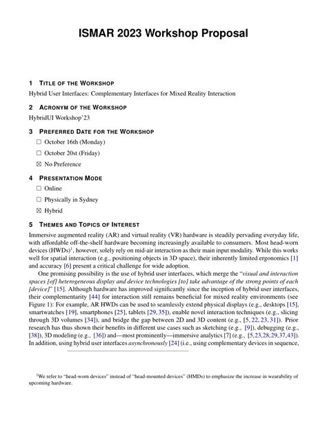 Pdf 1st Workshop On Hybrid User Interfaces Complementary Interfaces For Mixed Reality Interaction