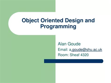 Ppt Object Oriented Design And Programming Overview Powerpoint Presentation Id9703932