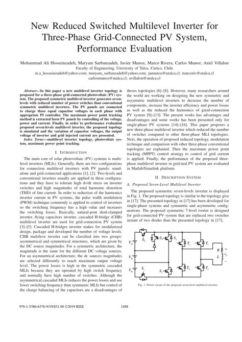 Pdf New Reduced Switched Multilevel Inverter For Three Phase Grid Connected Pv System