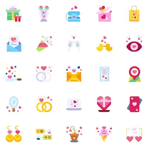 사랑 아이콘 벡터 일러스트 레이 션의 집합 프리미엄 벡터