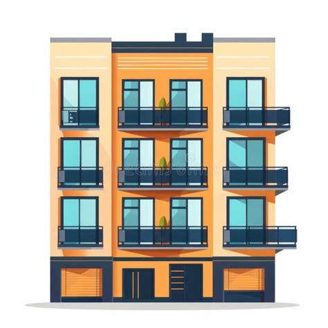 Modern Apartment Building With Balconies Stylish Facade Stock Illustration Illustration Of