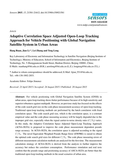 Pdf Adaptive Correlation Space Adjusted Open Loop Tracking Approach