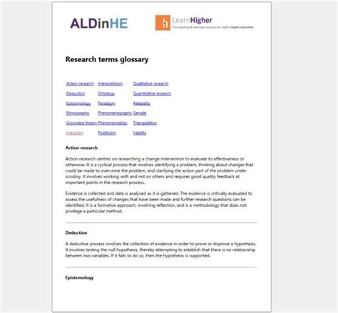 Research Terms Glossary Aldinhe