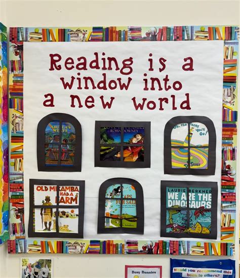 Reading Is A Window Into A New World School Library Book Displays School Library Decor