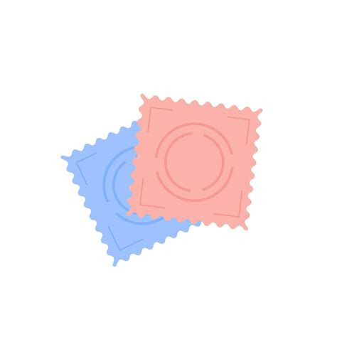 Two Male Condoms Colored Flat Style Icons Contraception Birth Control