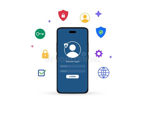 Mobile Phone Login Screen Concept Design With Safety And Security