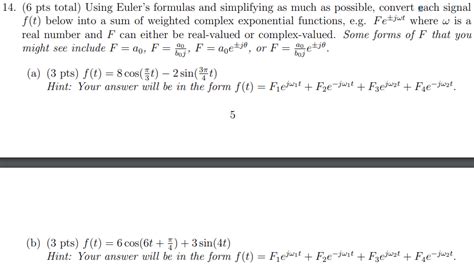 Solved Pts Total Using Euler S Formulas And Simplifying As Course Hero
