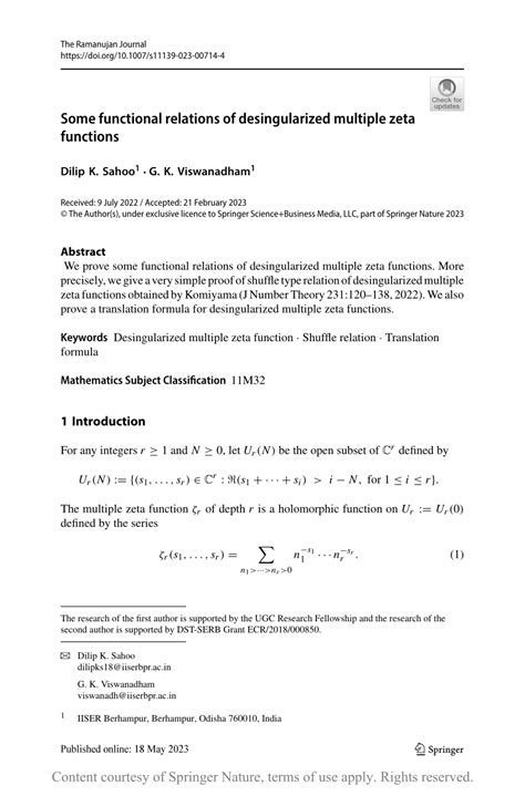 Some Functional Relations Of Desingularized Multiple Zeta Functions Request Pdf