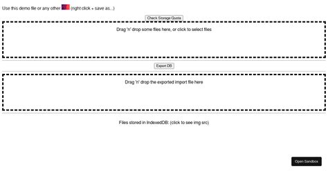 dexiejs import export blobs forked codesandbox