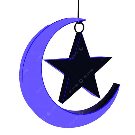 엄청나게 제작 된 3d 렌더링 된 황금 초승달과 금속 별은 깨끗한 흰색 배경에 우아하게 일시 중지 된 이슬람 전통을 상징하는 금속 별 별 이슬람 별 달 Png 일러스트