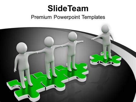 men joining hands on puzzle interconnection powerpoint templates ppt