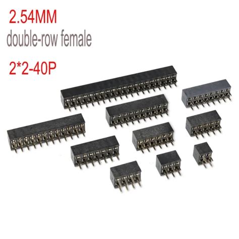 100pcs 2 54mm Pitch Double Row Female Header Socket 2x2p 3 4 5 6 8p 10p 12p 20p 40pin Pin
