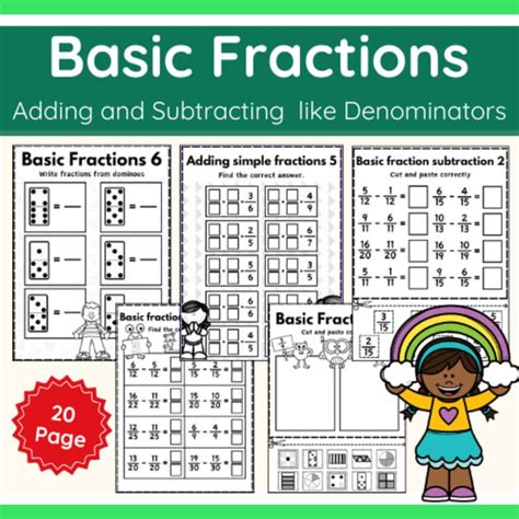 Basic Fractions Adding Subtracting Like Denominators Rational Number