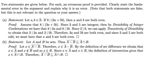 Solved A Statement Let A B An Element Of Z If Chegg Com