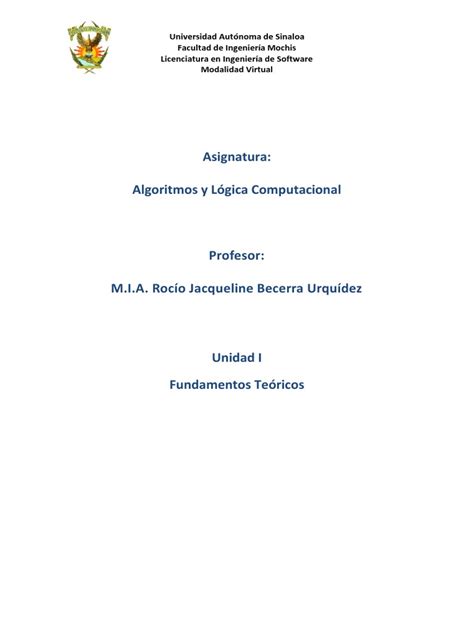Algorimos Y Logica Computacional Virtual Unidad I Pdf Algoritmos Lenguaje De Programación