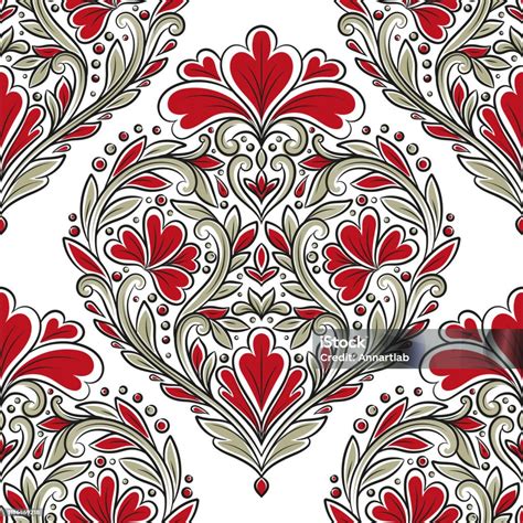 레드와 베이지 색 럭셔리 장식 이음새있는 패턴 전통적인 터키어 인도 모티브 직물 및 섬유 벽지 포장 또는 원하는 아이디어에 적합합니다 0명에 대한 스톡 벡터 아트 및 기타