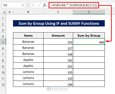 How To Sum By Group In Excel 4 Methods Exceldemy