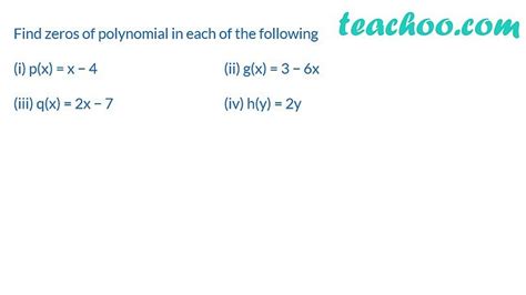 Practice Problems On Zeros Of Polynomials With Videos Finding Zero