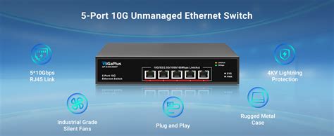5 Port 10gb Ethernet Switch Unmanaged With 5 X 10g Rj45 Ports Gigaplus 10gbe