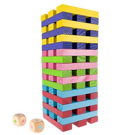 Hey Play Giant Wooden Blocks Tower Stacking Game 80 Tt0075col Image 1
