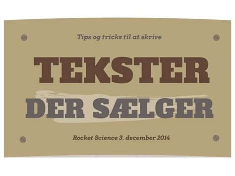 Tips Og Tricks Til At Skrive Tekster Der Sælger Ppt