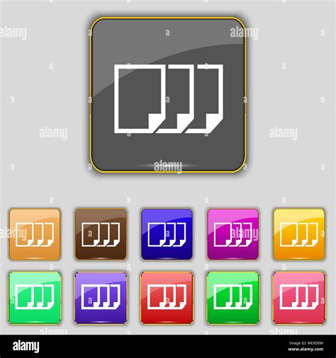 Copy File Sign Icon Duplicate Document Symbol Set Of Colored Buttons Vector Illustration