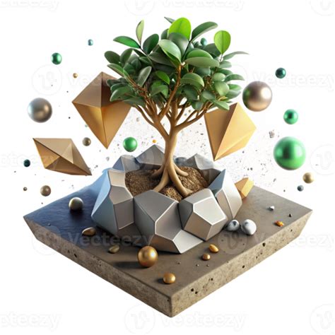 Elegant Classic Tree Sapling Growing From Cracked Earth Isolated