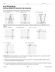 Solving Quadratic Equations By Graphing Practice And Solutions Course Hero
