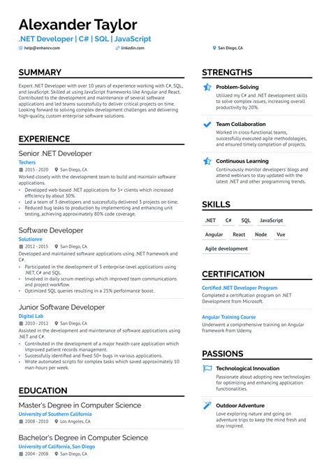 Net Developer Resume Examples Guide For