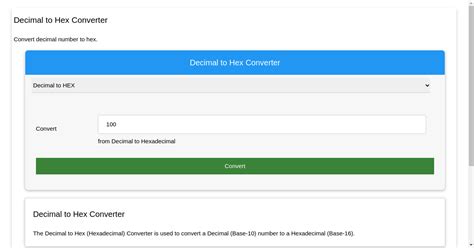 Decimal To Hex Converter Decimal And Hexadecimal Conversion Tool