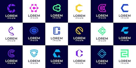 글자 C의 집합 아이콘 디자인 템플릿 요소 터 기호 수집 프리미엄 벡터