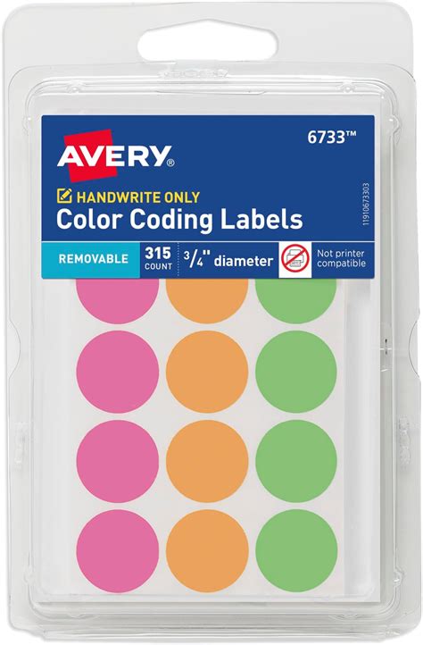 34 Round Removable Color Coding Labels Handwrite Only Amazonca