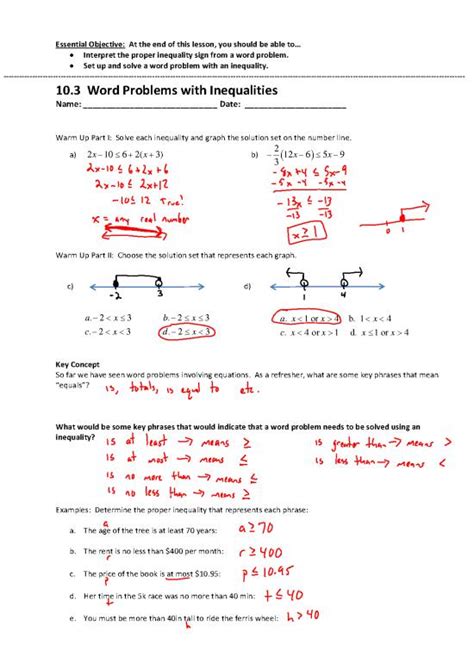 Inequality Word Problems
