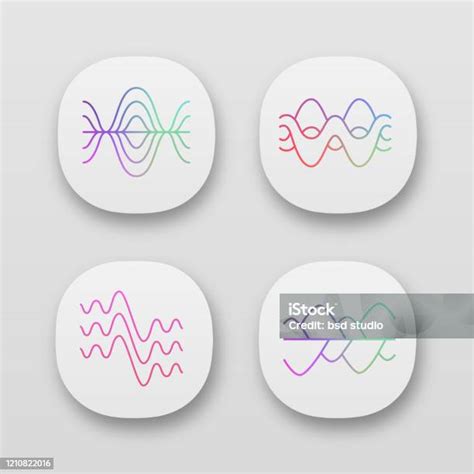 Sound Waves App Icons Set Ui Ux User Interface Vibration Noise Amplitude Soundwaves Digital