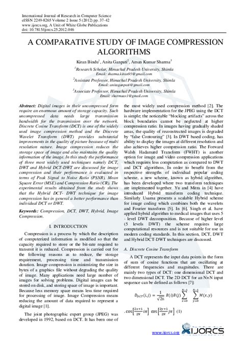 Pdf A Comparative Study Of Image Compression Algorithms