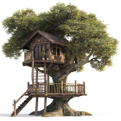 Premium Photo Tree House Isolated On White Background Enchanting Architectural Design In Nature
