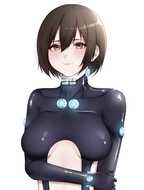 Rule 34 Blush Breasts Apart Brown Eyes Brown Hair Female Female Only Gantz Gantz Suit Human
