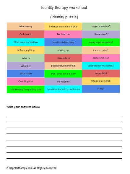 Free Identity Worksheet Teenagers Download Free Identity Worksheet