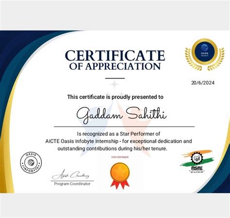 Gaddam Sahithi On Linkedin Datascience Oasisinfobyte Appreciation Learninganddevelopment