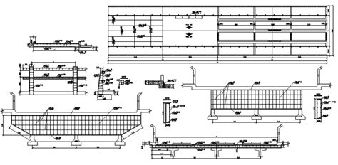 Vehicle Bridge Sections Footing And Constructive Structure Details Dwg File