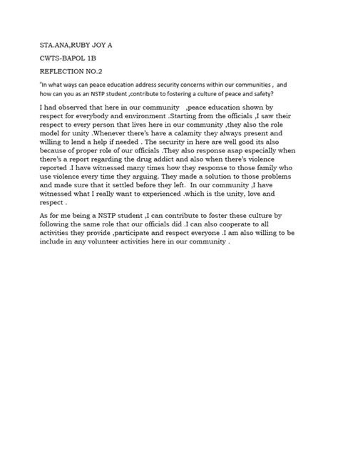 Reflection Activity Pdf