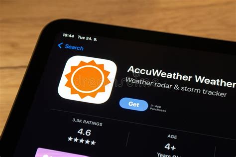App Store With Accuweather Mobile Application To Provide Accurate Weather Forecast Editorial