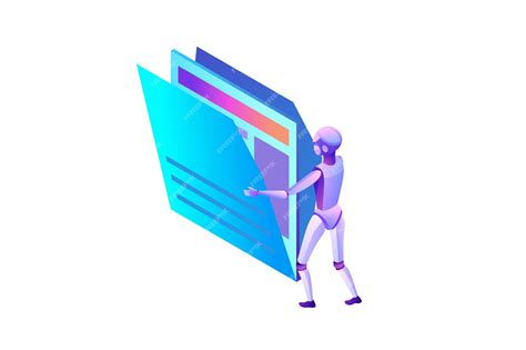 Premium Vector Data Analysis Files And Folders Robot Moving Documents