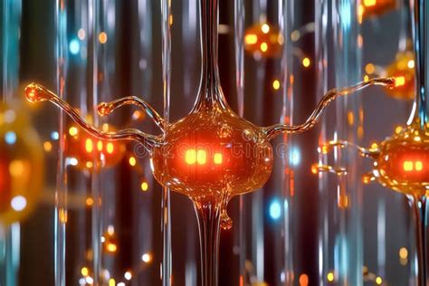 Neurons Interconnect With Glowing Synapses In A Futuristic Setting