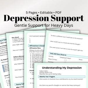 Depression Worksheet Mental Health Workbook Therapist Client Handout